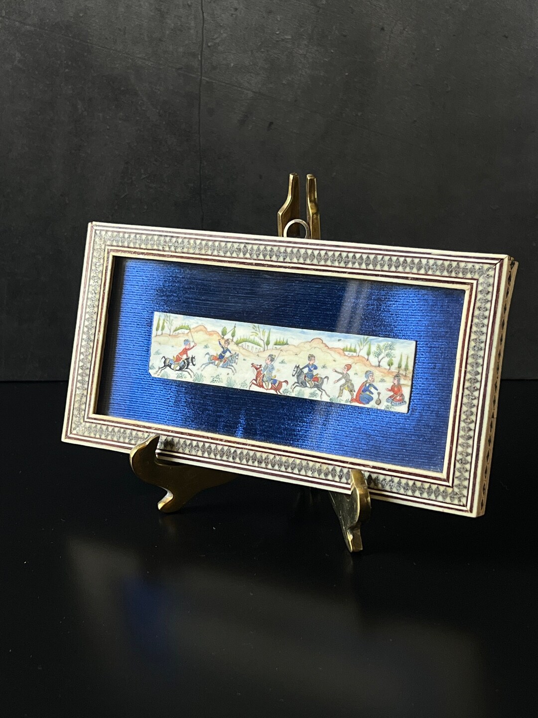 Persian Bone Miniature Hand Painted With Camel Bone Mosaic Frame ...