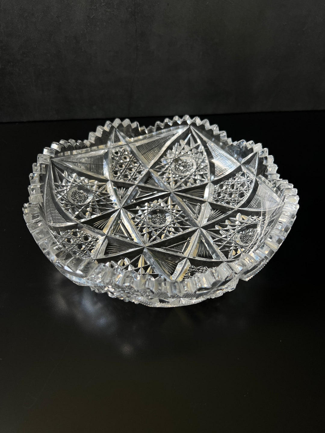 Spectacular ABP Cut Crystal Bowl With Sawtooth Edges - Etsy