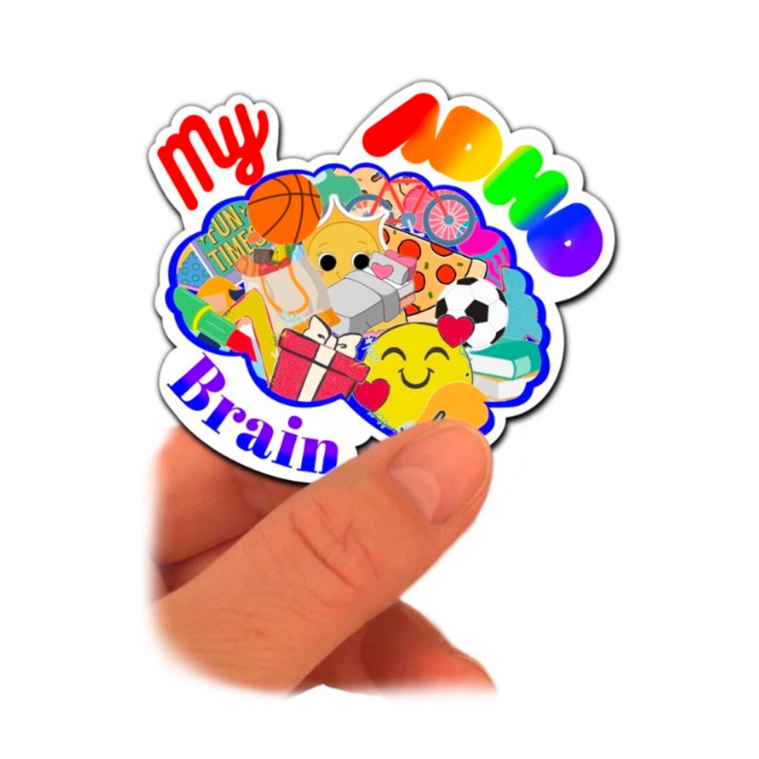 Waterproof ADHD Brain Sticker, Dye Cut Sticker, LARGE and Small Sizes ...