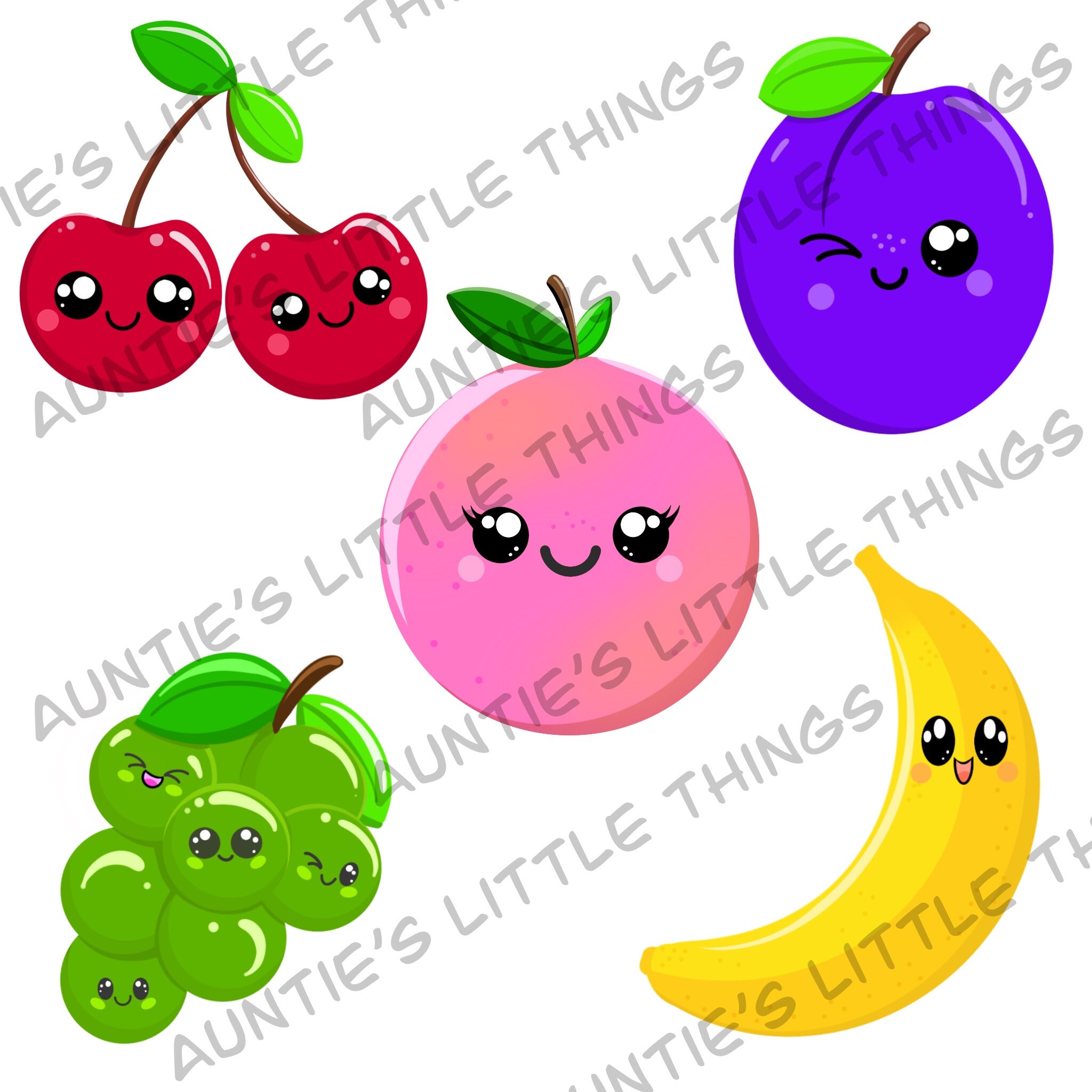 Darling Printable Fruit Stickers Print and Cut PNG File Cute Fruit ...
