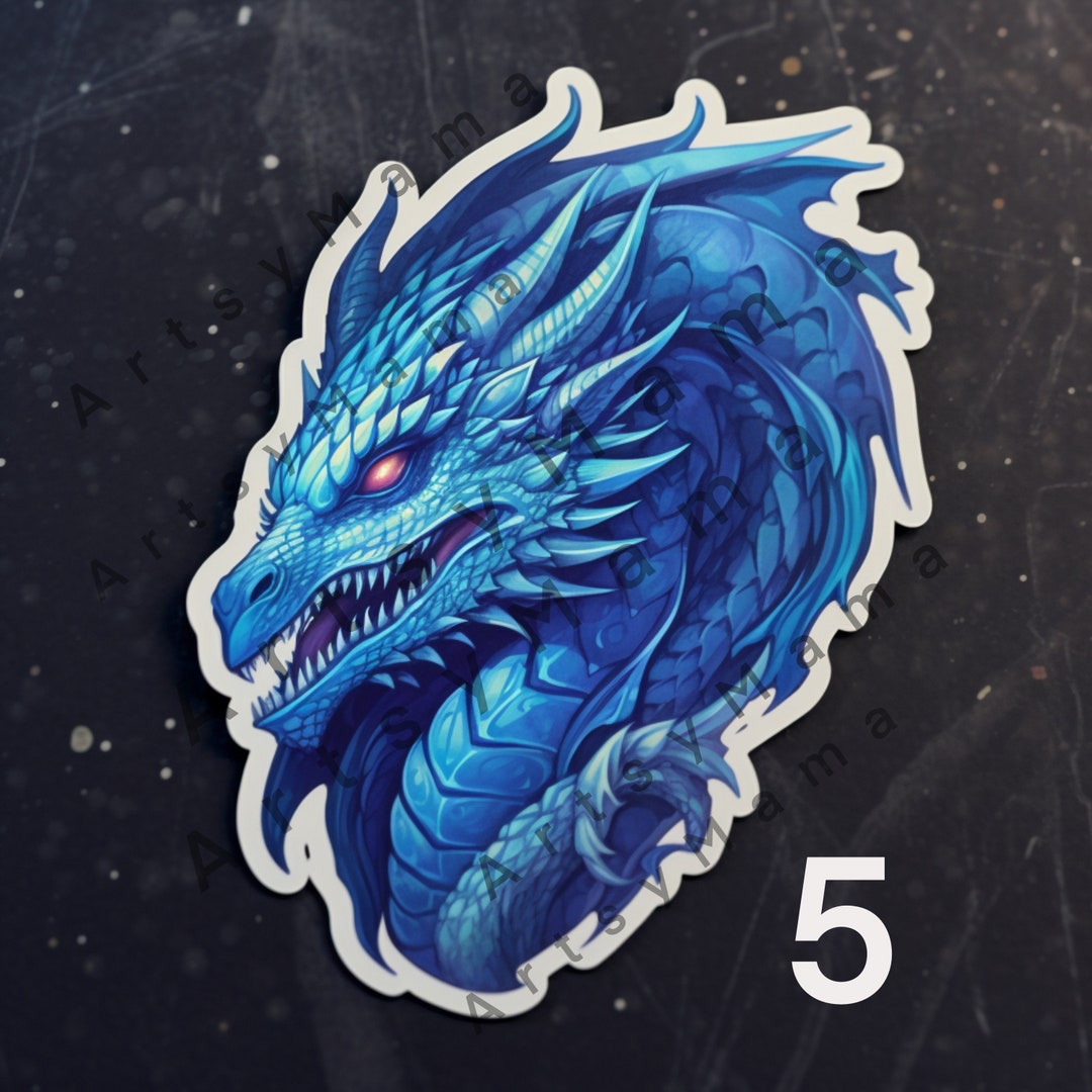 Blue Dragon Sticker SET! Ice Dragon, 9 Different Designs Included ...