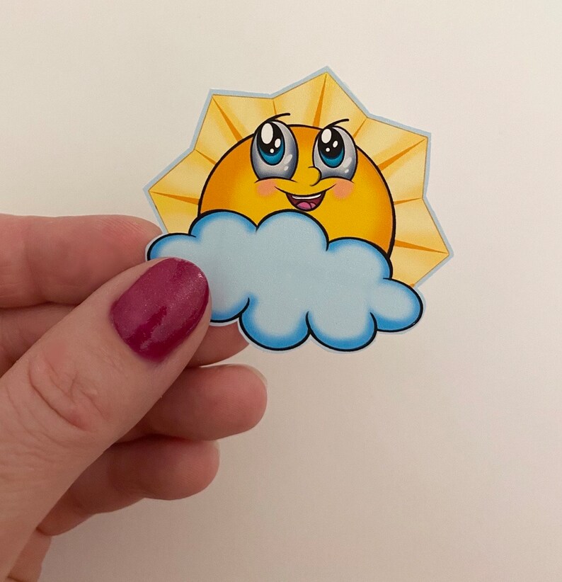 Custom Name Tag Sticker - Happy Sun Name Tag - Custom Art Design - Kids ...