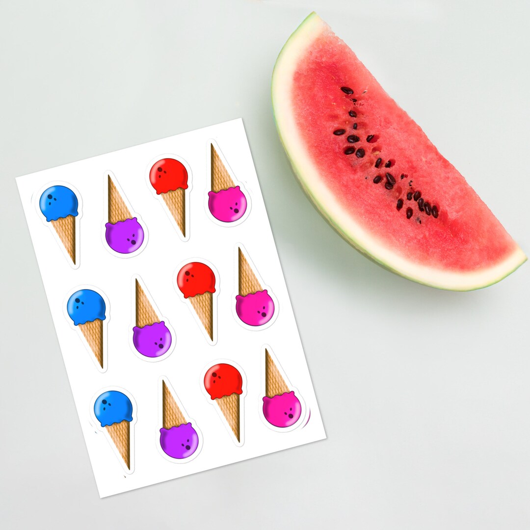 Ice Cream Cone Sticker Sheet. Ice Cream Stickers - Etsy