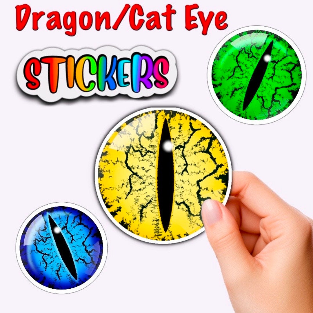 Dragon Eye Sticker SET Waterproof Sticker Paper, Dragon Eyeball, Cat ...
