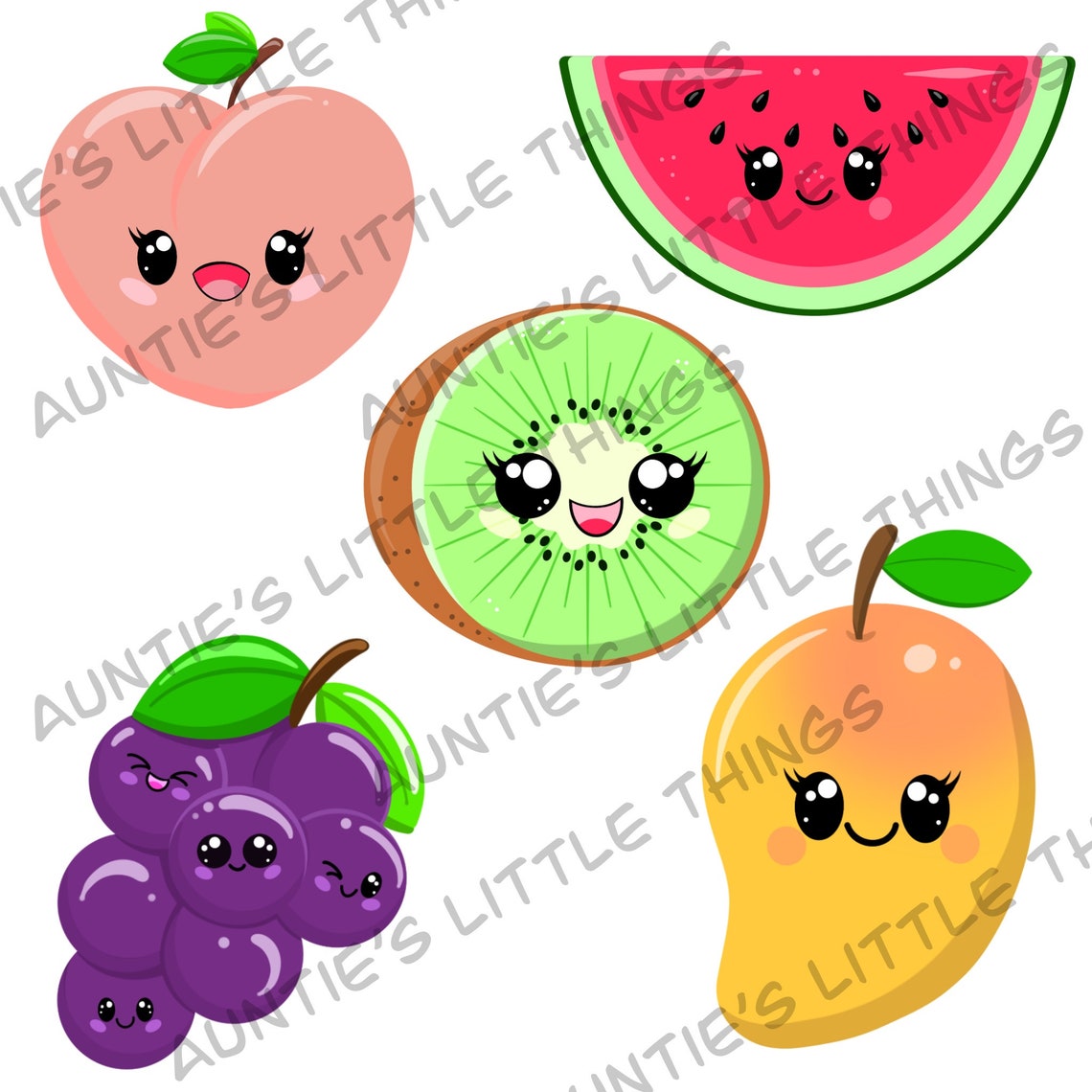 Darling Printable Fruit Stickers! Print and Cut PNG File Cute Fruit ...