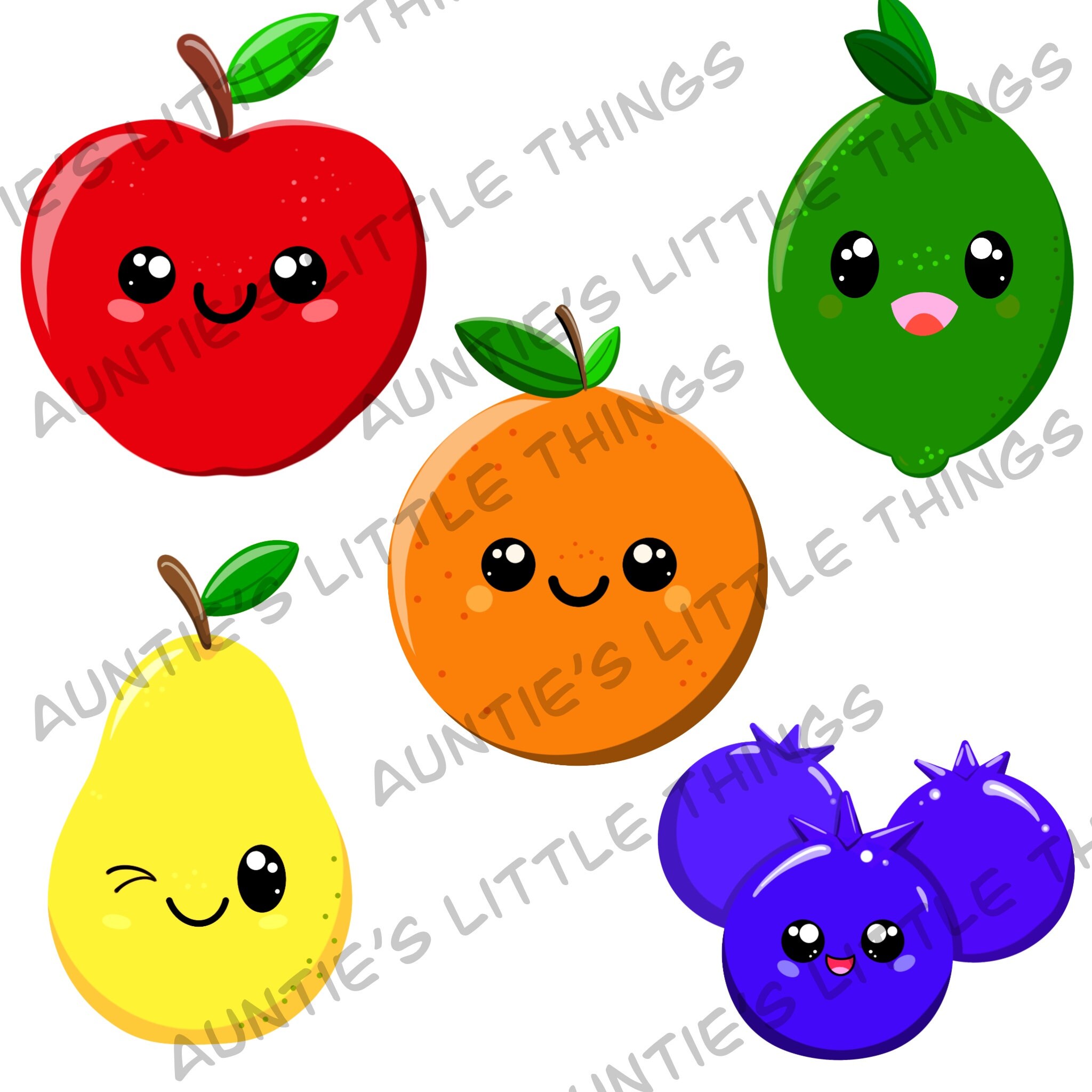 Darling Printable Fruit Stickers Print and Cut PNG File Cute Fruit ...