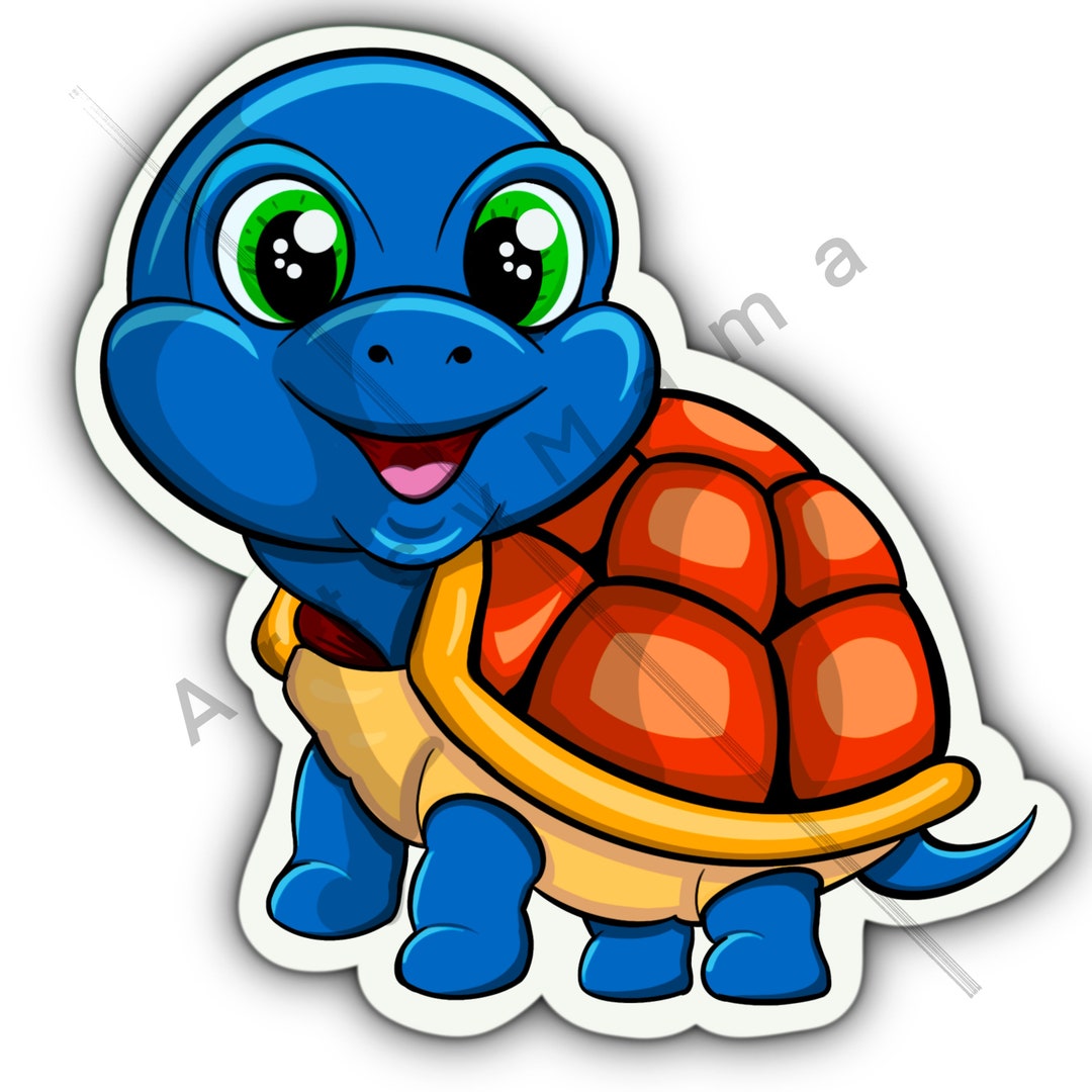 Cute Blue Turtle Sticker! Waterproof Paper Option, Different Sizes ...