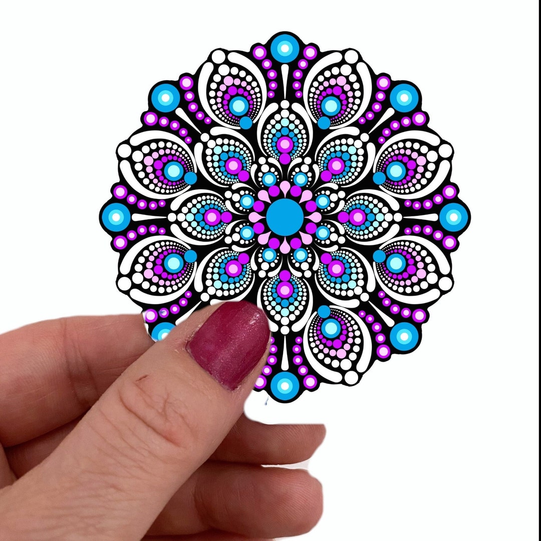 Beautiful Mandala Sticker! Waterproof Option, Dot Mandala Decal, Water ...