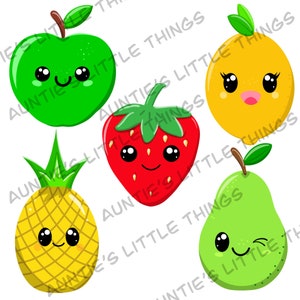 Darling Printable Fruit Stickers! Print and Cut PNG File Cute Fruit ...