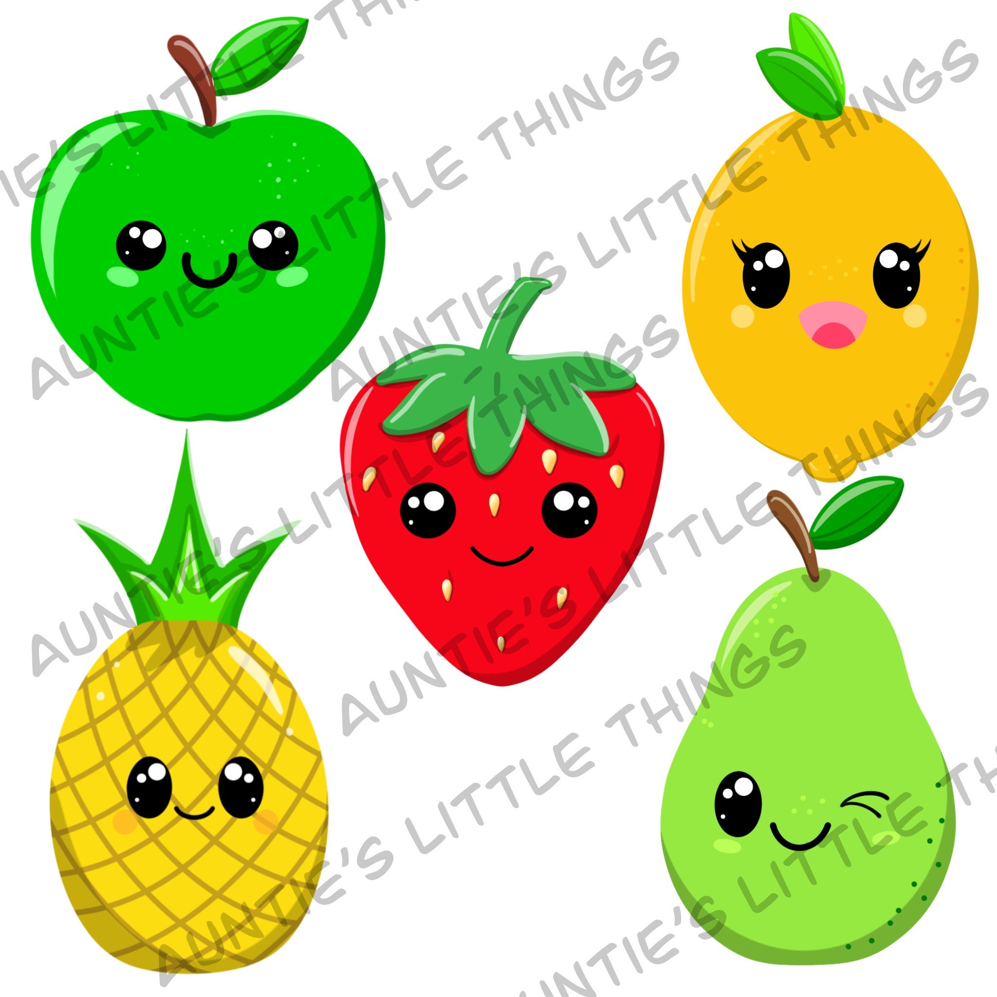 Darling Printable Fruit Stickers! Print and Cut PNG File Cute Fruit ...