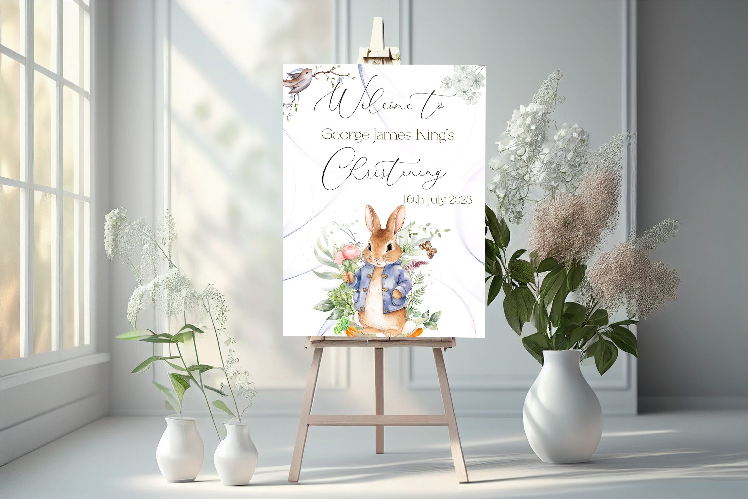 Peter Rabbit Christening Welcome Poster, Personalised Banner, Flopsy ...