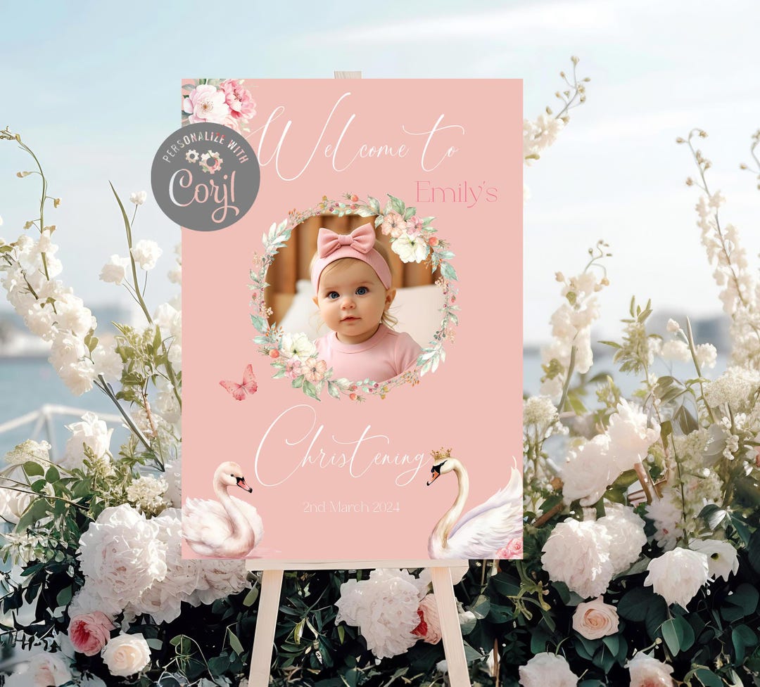 Customised Own Photo Christening Welcome Poster, Personalised Banner ...