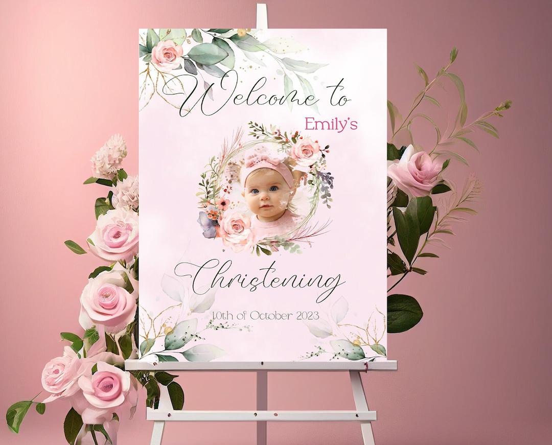 Own Photo Custom Christening Welcome Poster, Personalised Banner ...