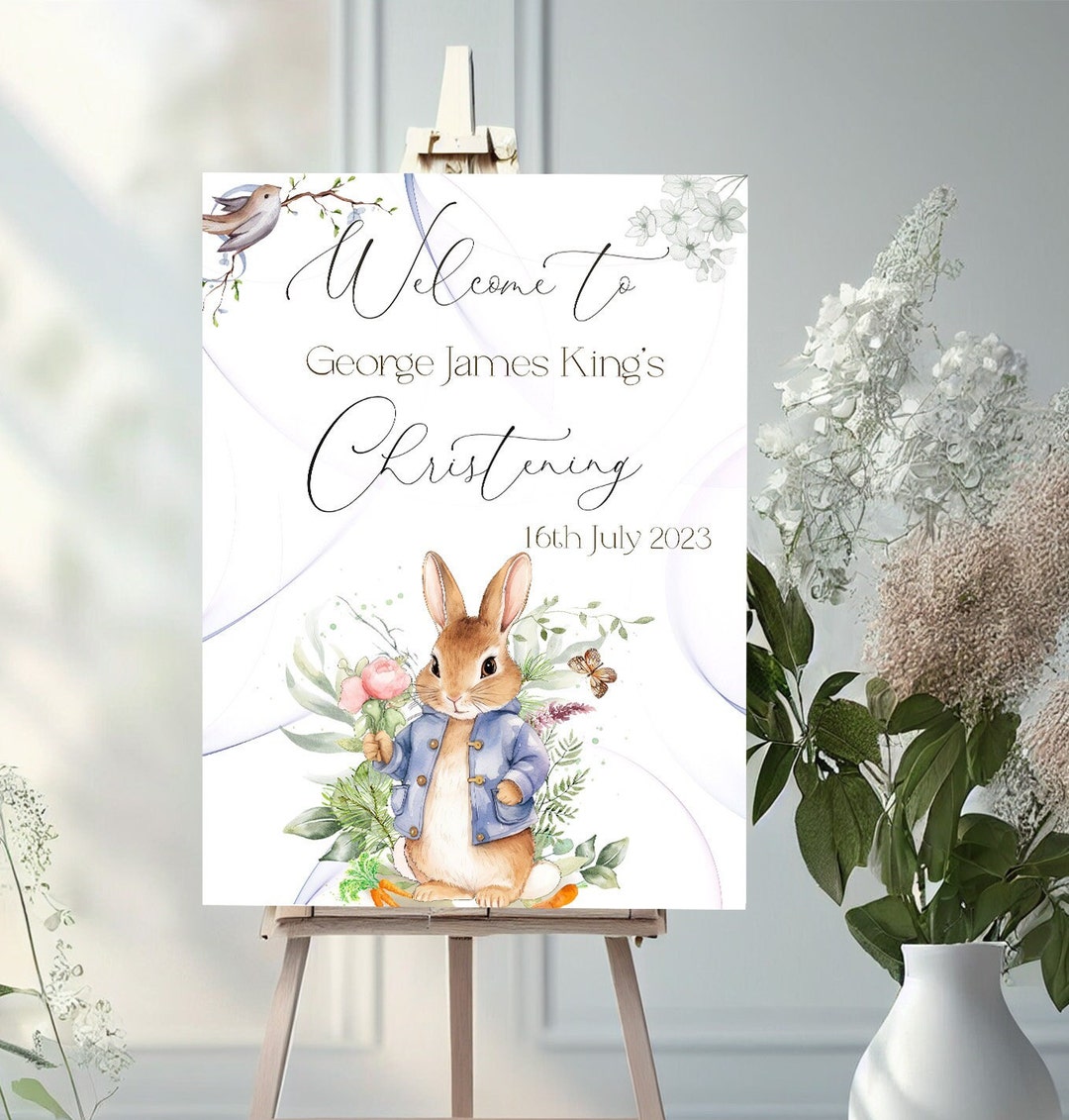 Peter Rabbit Christening Welcome Poster, Personalised Banner, Flopsy ...