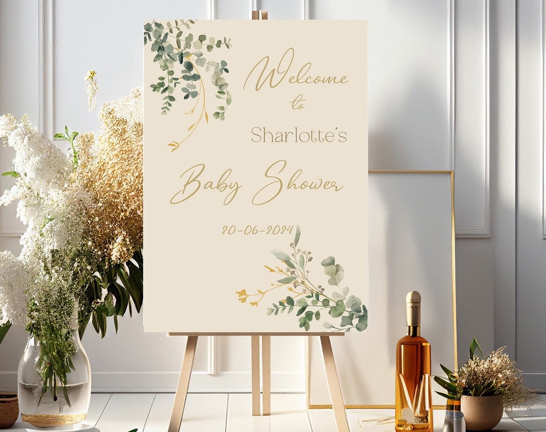 Personalised Baby Shower Welcome Sign, Eucalyptus Theme Poster ,welcome ...