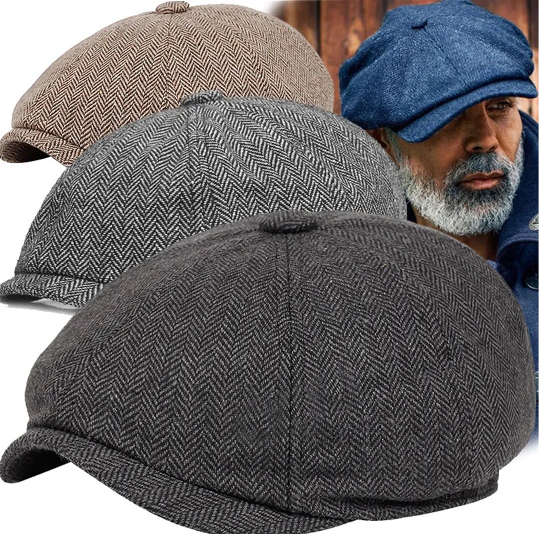 Retro Tweed Newsboy Hat Men Beret Gatsby Beret Hats Street Caps Peaked ...