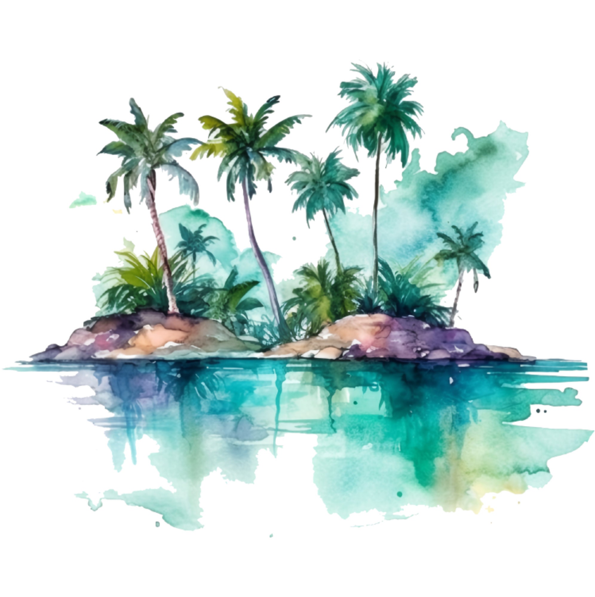 8 Watercolor Palm Tree Paradise Png's, Watercolor PNG Bundle ...