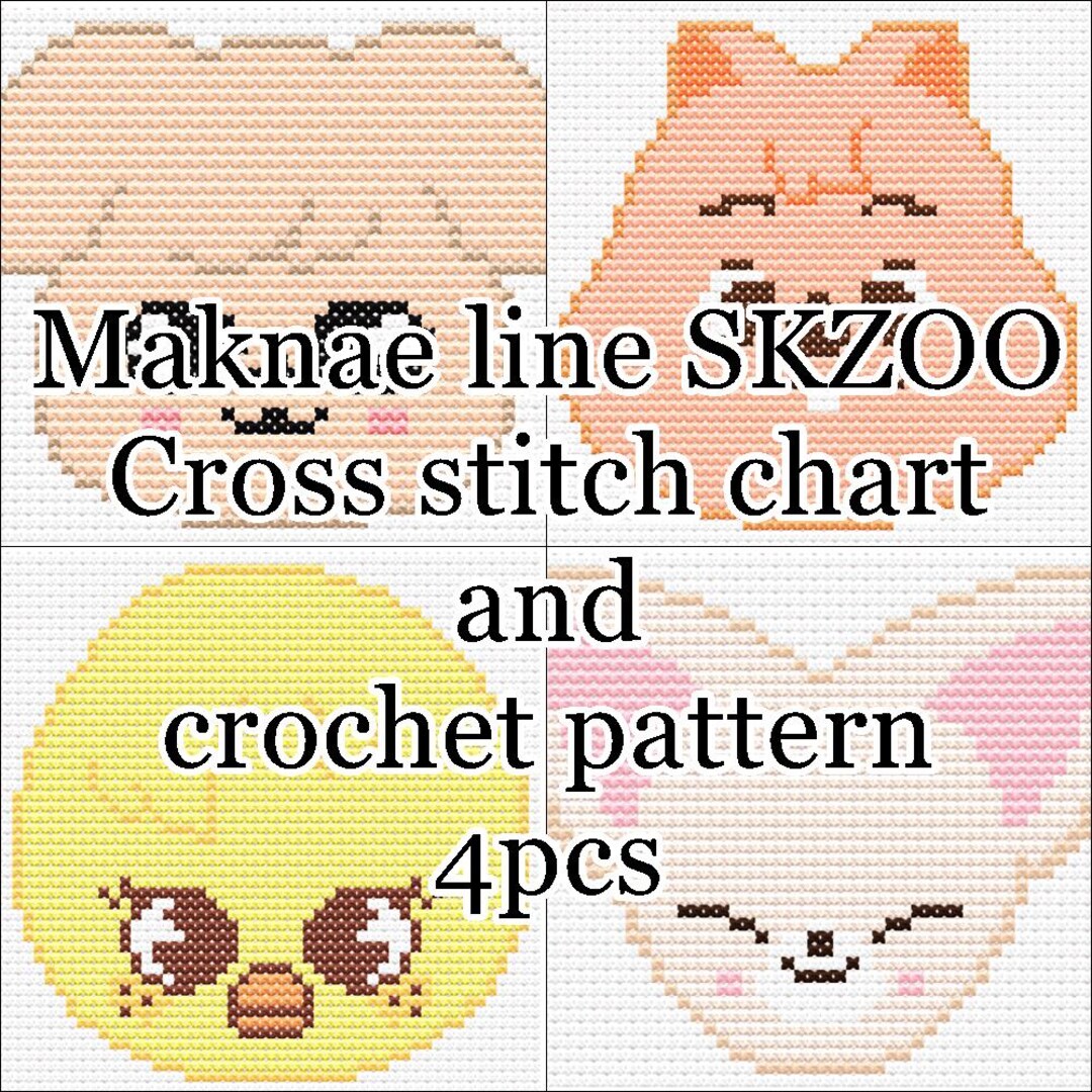 Stray Kids Maknae Line SKZOO Cross Stitch Pattern Chart - Can Be Used ...