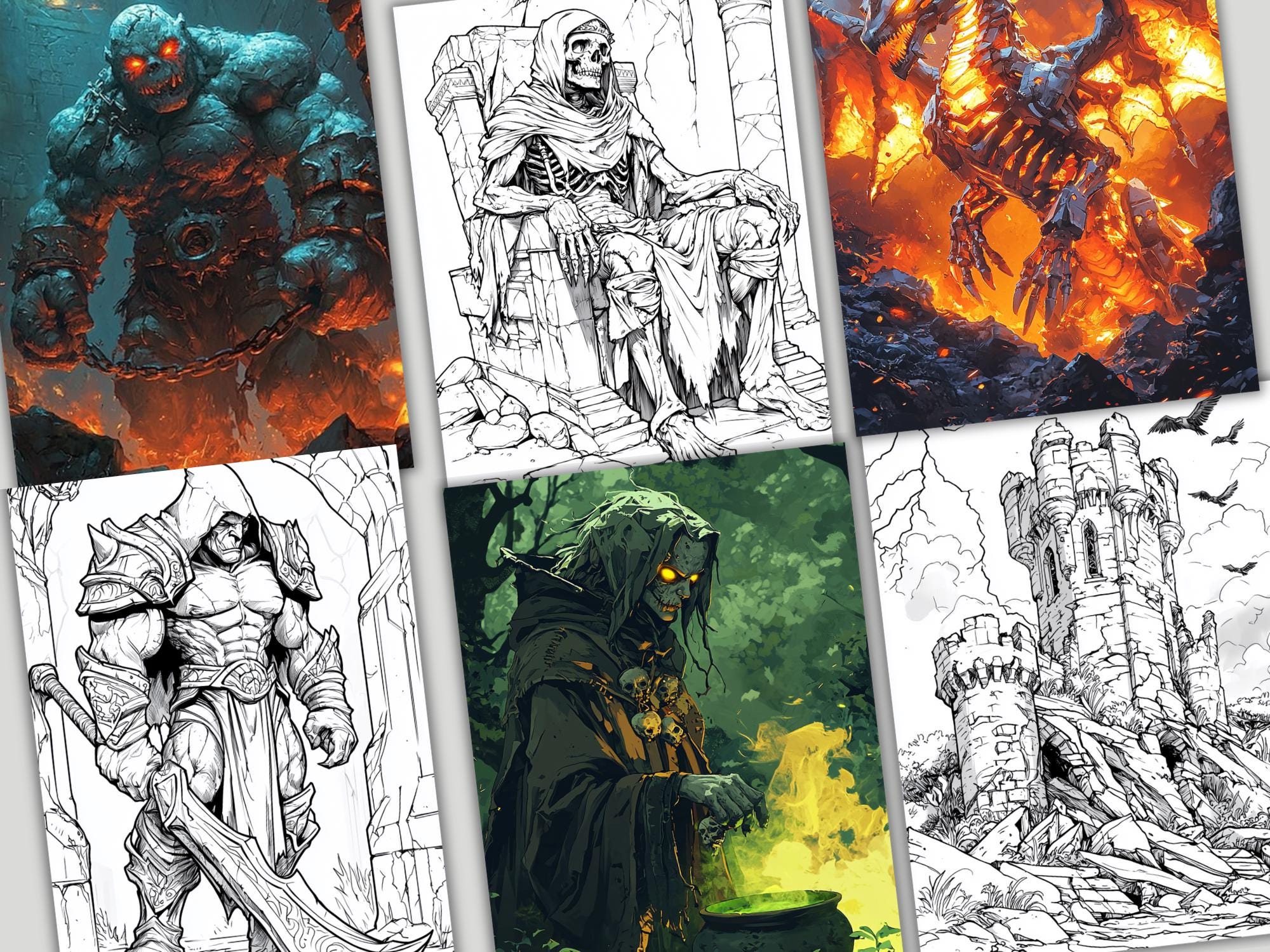 86 Gothic Fantasy Art Coloring Pages, Digital Download for Adults - Etsy