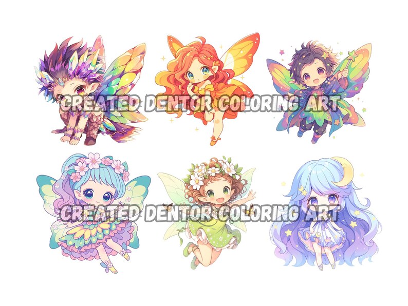 Chibi Fairy Clipart Set, 36 Fantasy PNG Illustrations (digital Download ...