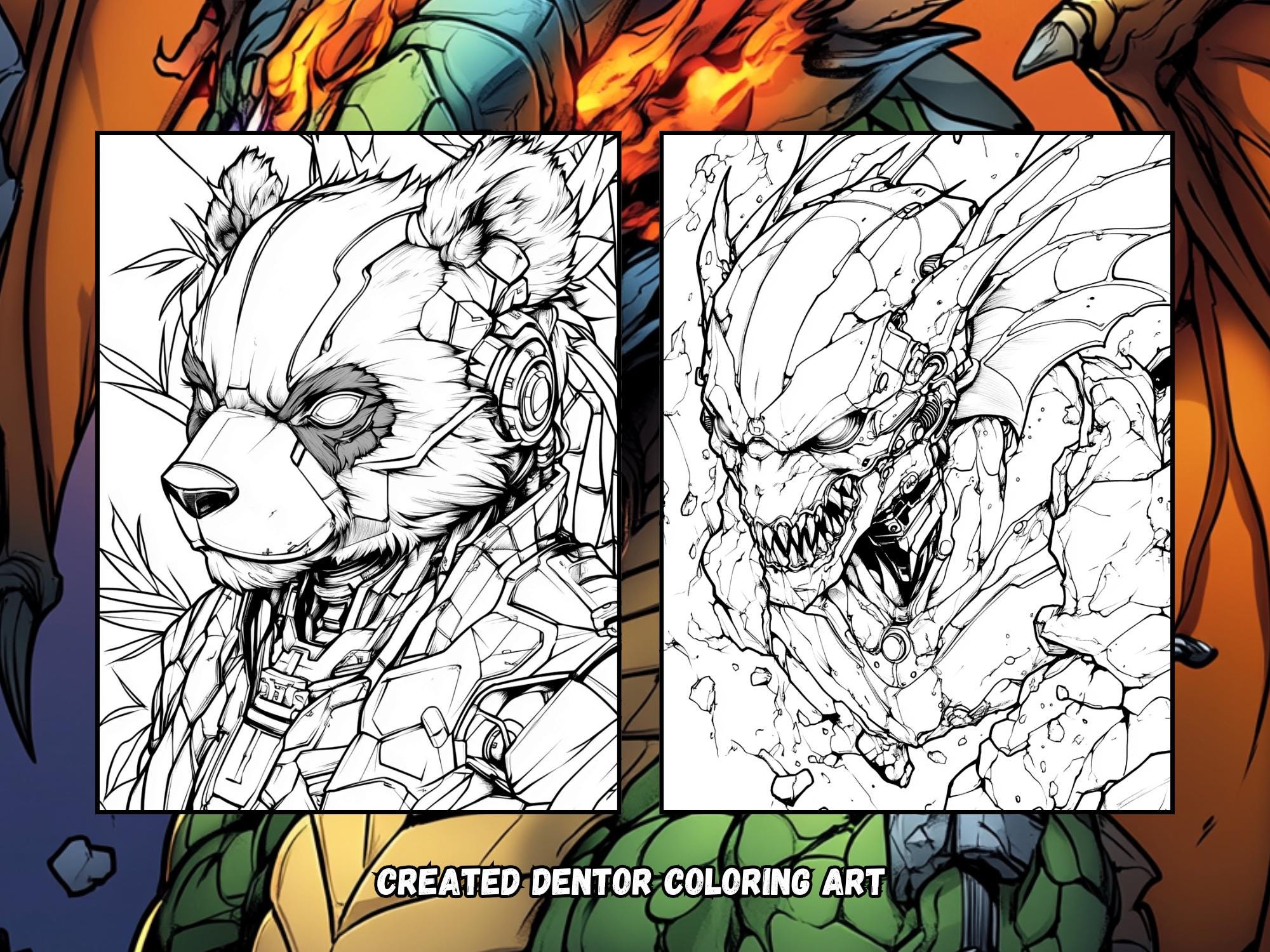 Cyber-fantasy Coloring Book - 64 Epic Cyborgs, Creatures, Comic ...
