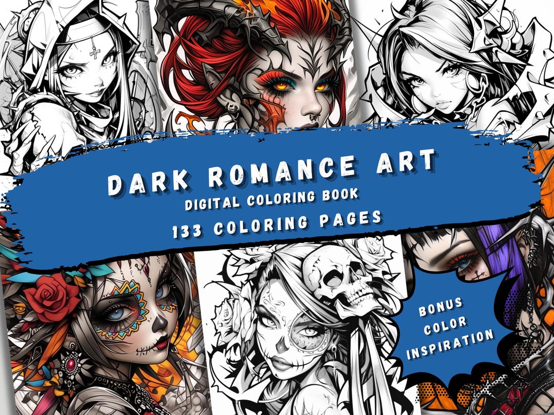 Gothic Fantasy Coloring Book – Dark Romance Art, 133 Pages (digital ...