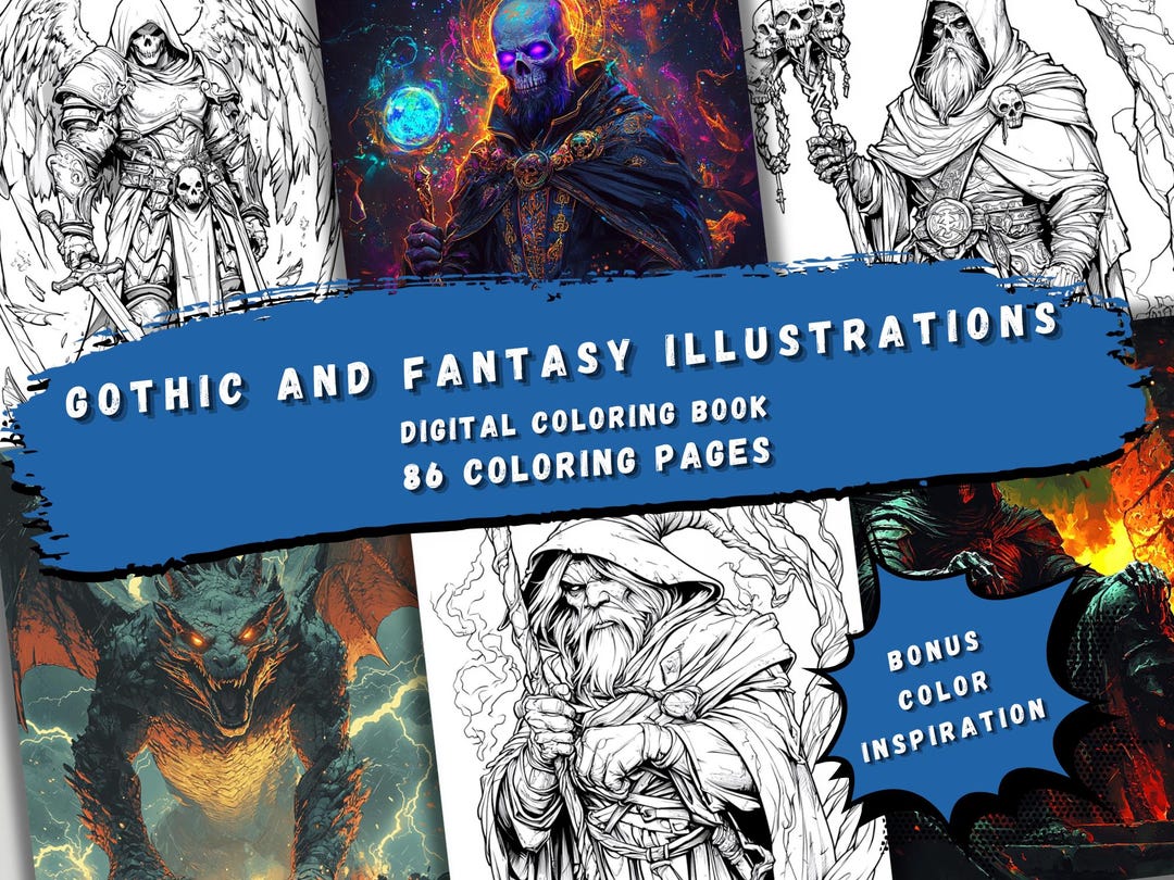86 Gothic Fantasy Art Coloring Pages, Digital Download for Adults - Etsy