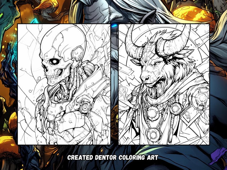 Cyber-fantasy Coloring Book - 64 Epic Cyborgs, Creatures, Comic ...