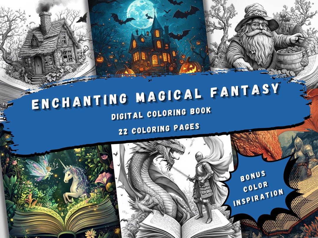 Enchanting Magical Fantasy Coloring Book PDF 22 Detailed Illustrations ...