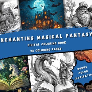 Enchanting Magical Fantasy Coloring Book PDF 22 Detailed Illustrations ...