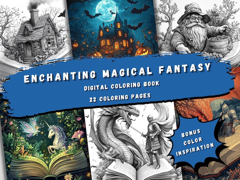 Enchanting Magical Fantasy Coloring Book PDF - 22 Detailed ...
