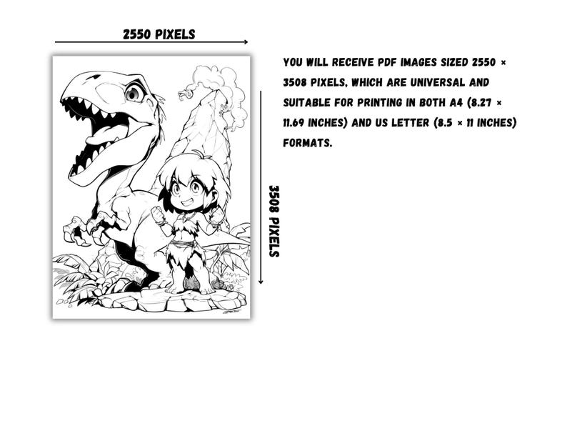 47 Chibi Prehistoric Coloring Pages - Cute Cavemen and Dinosaurs ...