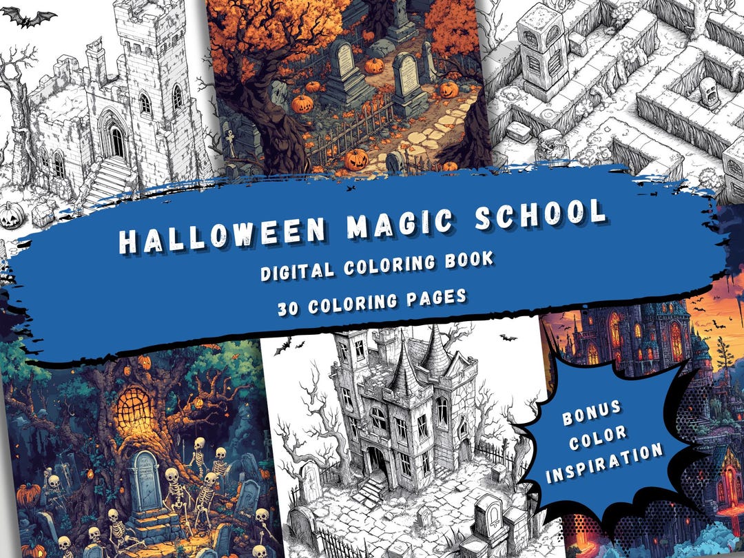 Halloween Magic School Coloring Book: 30 Isometric Illustrations (PDF ...