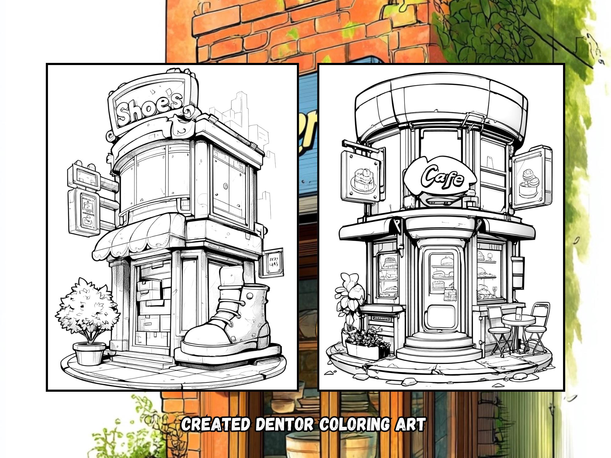 52 Vintage Cozy Shop Coloring Pages, Digital Download for Teens and ...