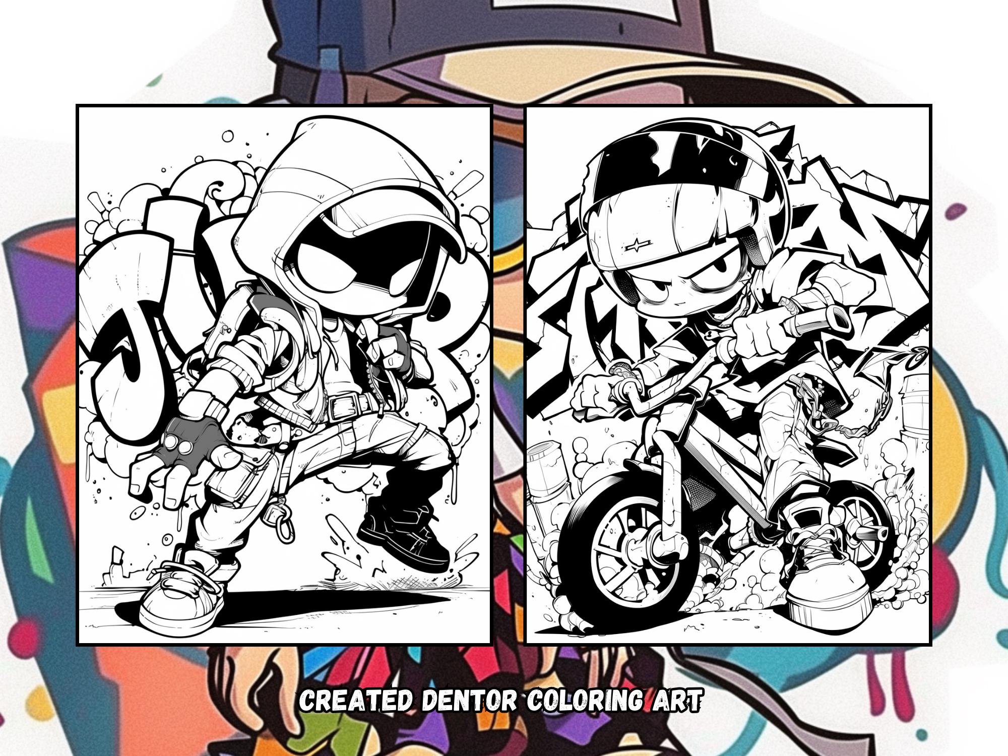 Graffiti Chibi Characters Coloring Book – 50 Urban Art Pages (digital ...