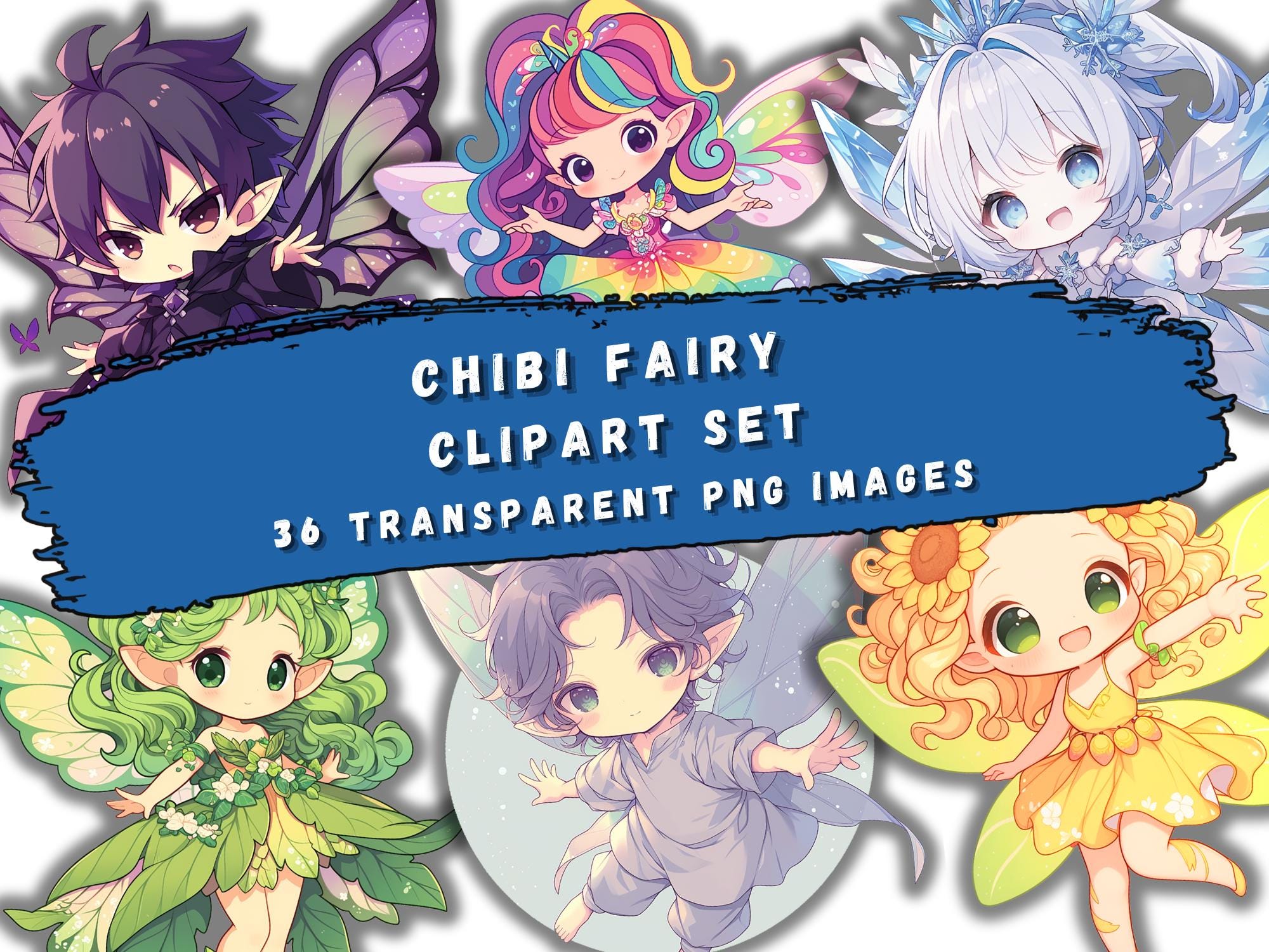 Chibi Fairy Clipart Set, 36 Fantasy PNG Illustrations (digital Download ...