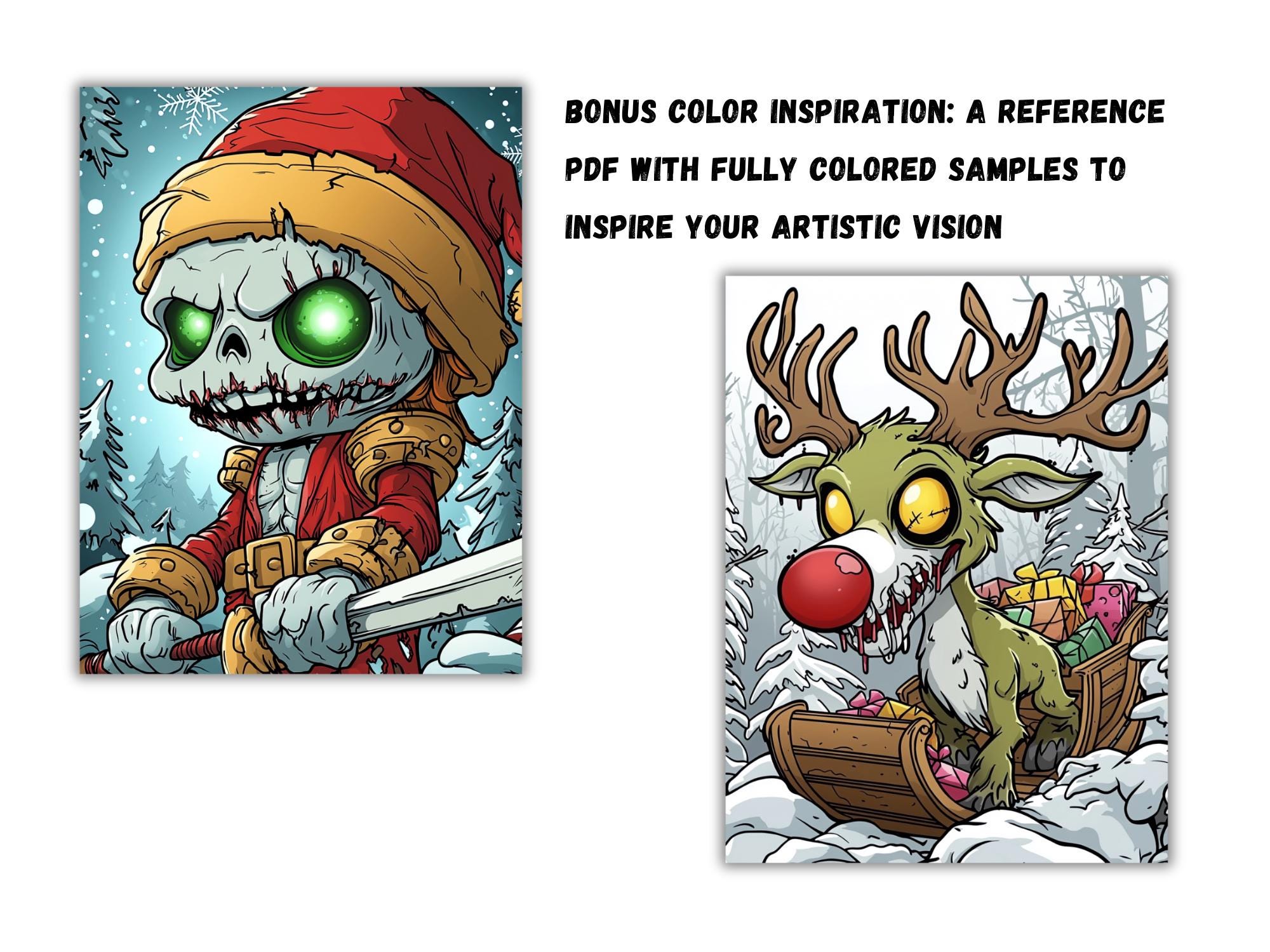 Zombie Christmas Coloring for Kids and Adults – 93 Festive and Spooky ...