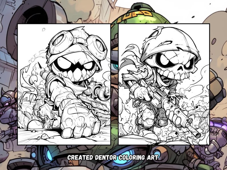 Post-apocalyptic Chibi Coloring Book – Sci-fi Cyborgs, Zombies (digital ...