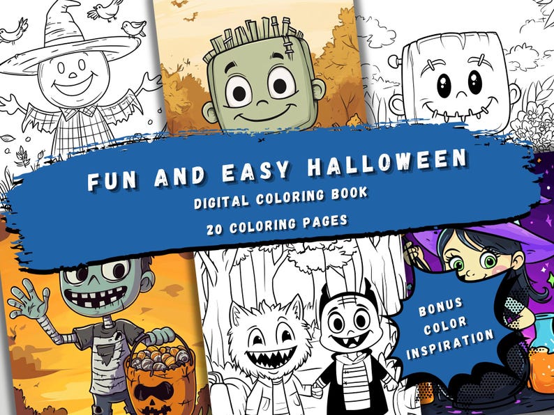 Halloween Cartoon Coloring Pages for Kids | 20 Fun & Easy Designs ...