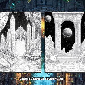Mysterious Portals Coloring Book | 33 Fantasy Landscapes | Digital PDF ...
