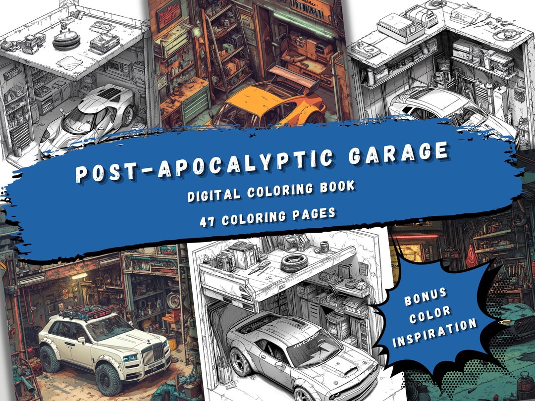 Isometric Post-apocalyptic Coloring Book | 47 Detailed Garage Designs ...