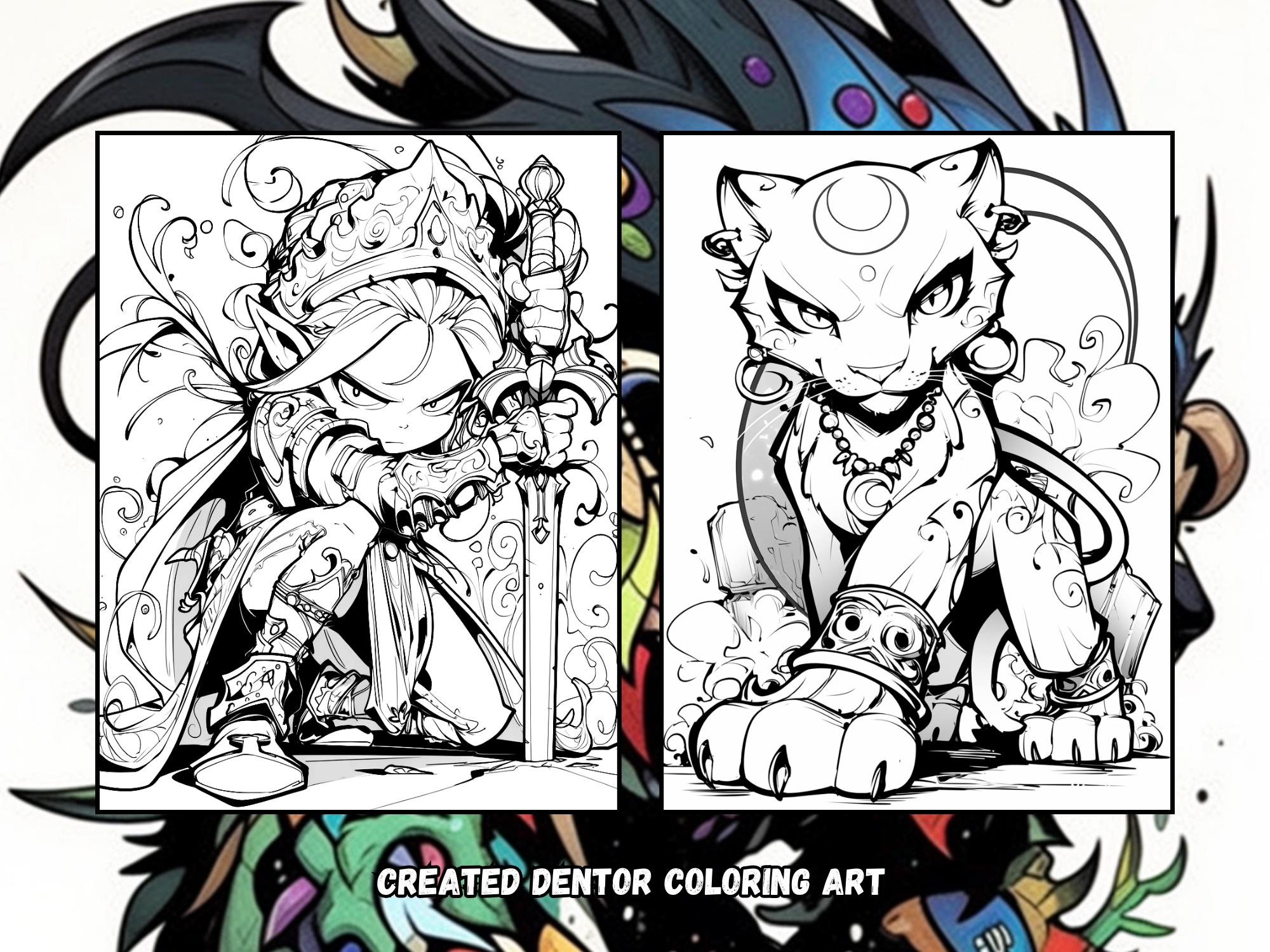 Fantasy Coloring Book for Adults and Teens – 78 Epic Manga-style ...