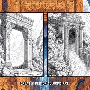 Mysterious Portals Coloring Book | 33 Fantasy Landscapes | Digital PDF ...