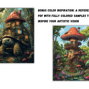 Magical Mushroom House Coloring Book for All Ages | Black & White ...