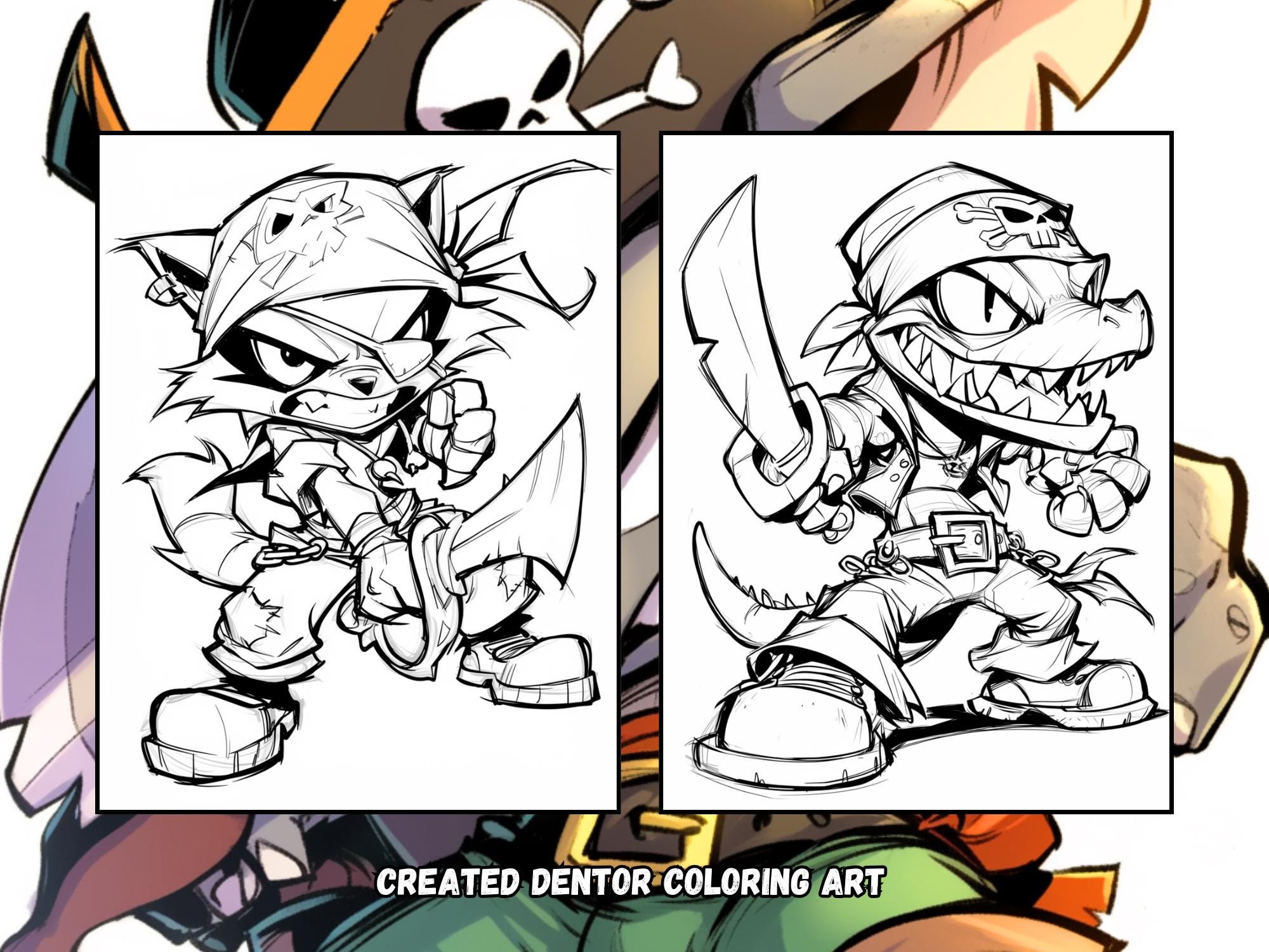 Chibi Pirate Animals Coloring Book - 86 Cartoon Sketches, Printable PDF ...