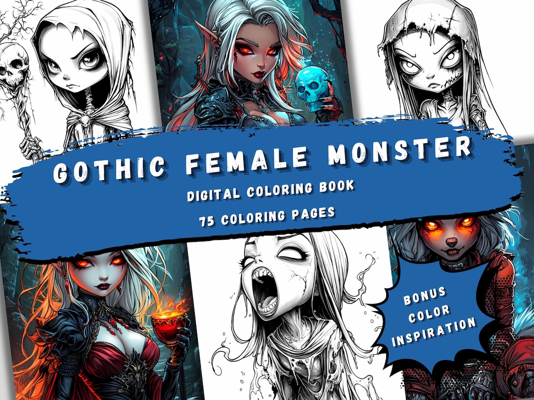 Gothic Female Monster Coloring Pages | Fantasy and Horror-themed ...