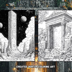 Mysterious Portals Coloring Book | 33 Fantasy Landscapes | Digital PDF ...