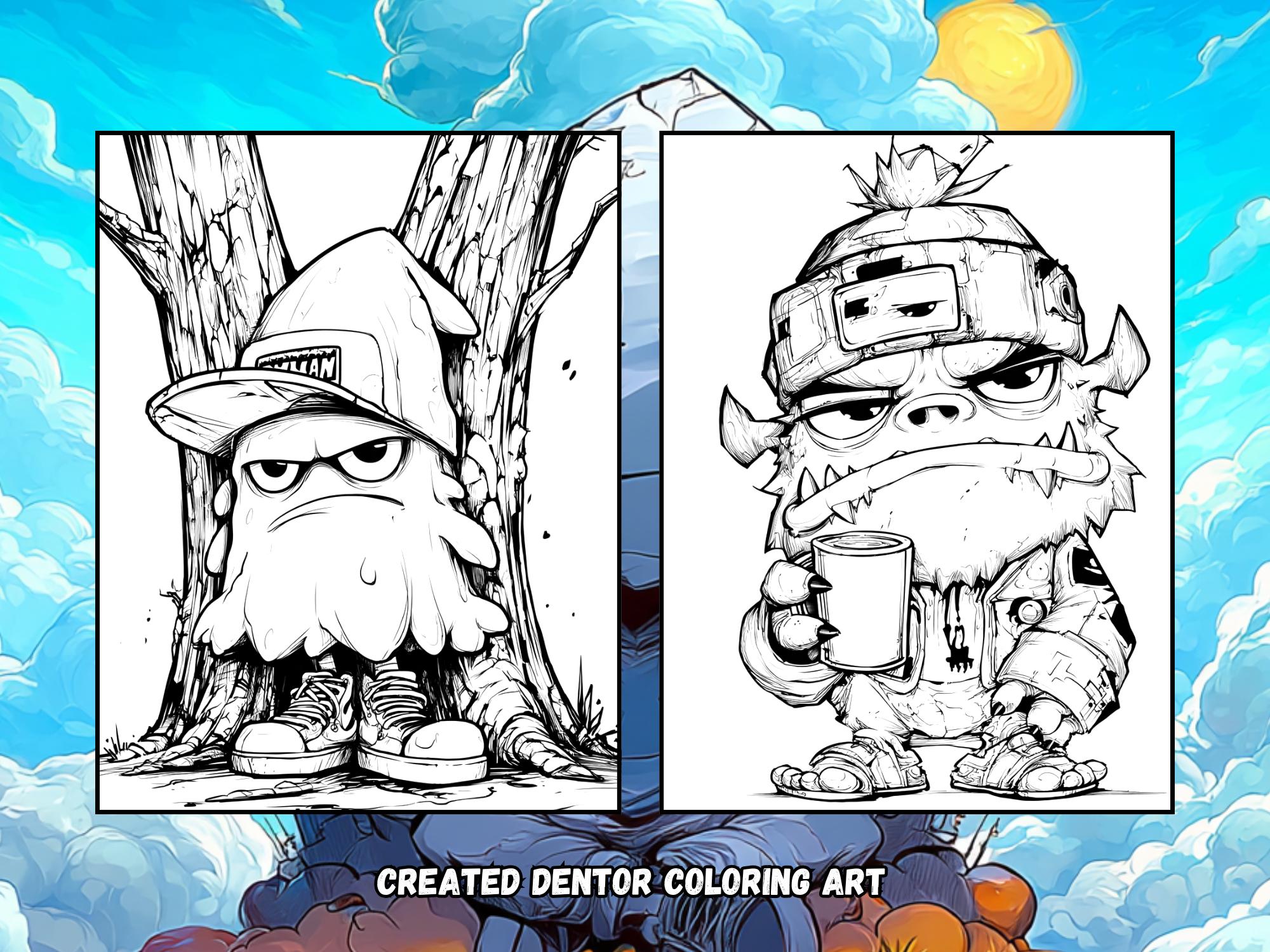 44 Cartoon Street Art Monster Coloring Pages, Digital Download - Etsy