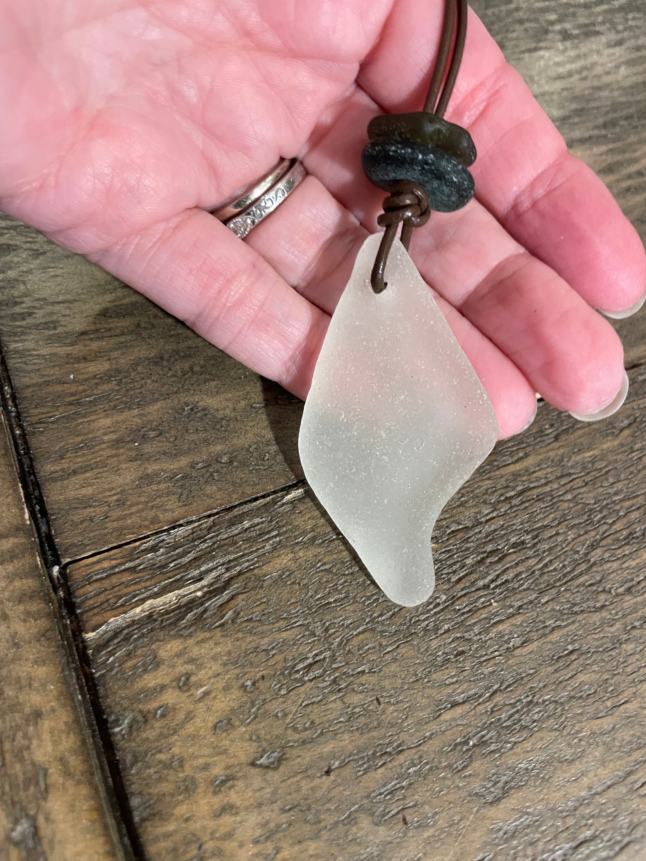 Unisex Genuine Sea Glass Necklace, Men's Sea Glass Necklace Surfer ...