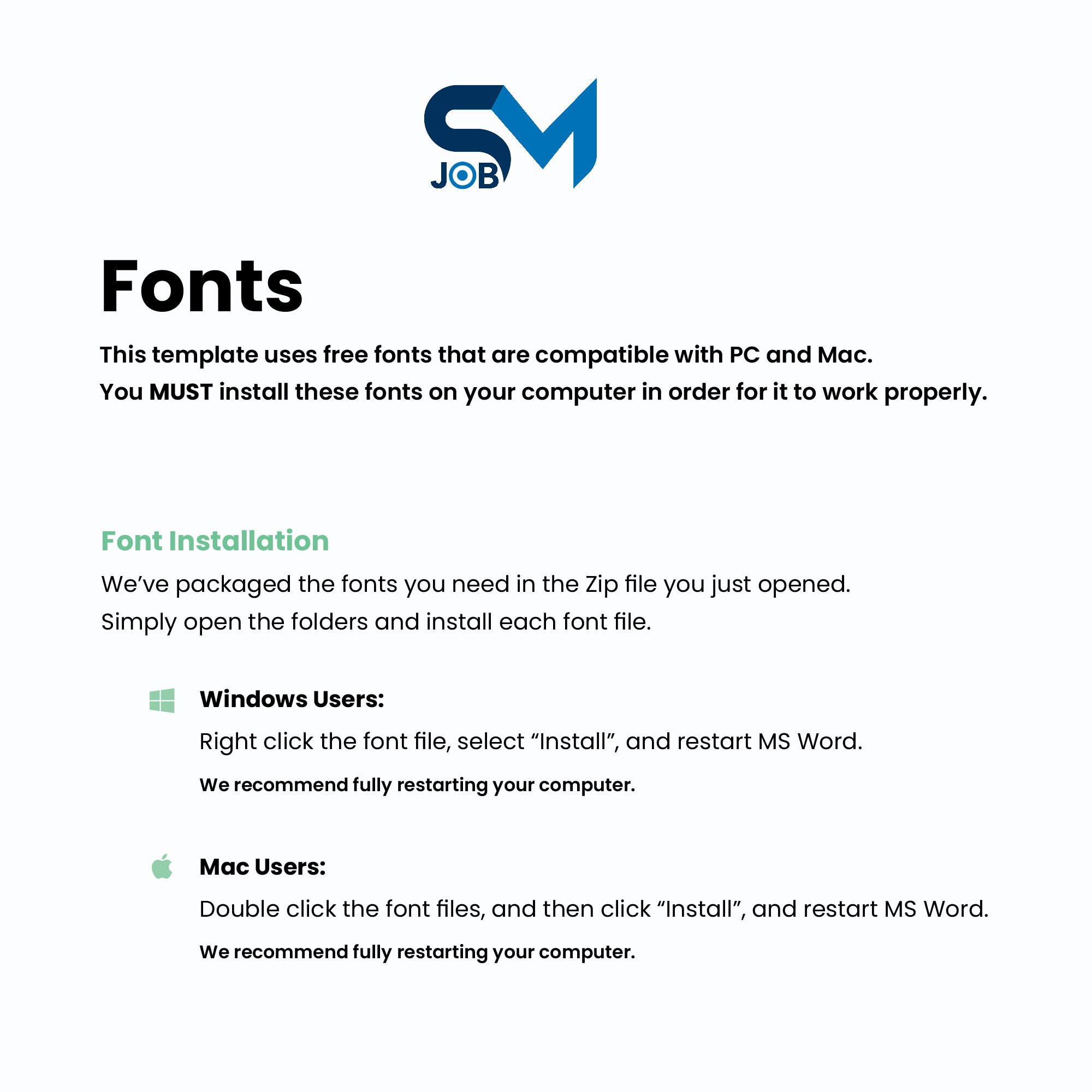 Standard Professional Resume Template Available in 6 Different Colors ...